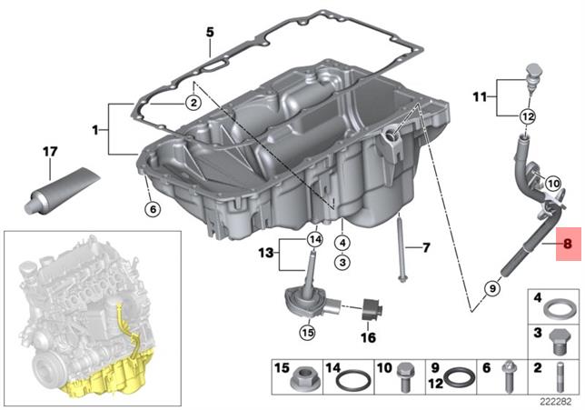 Genuine BMW E60N E61N E81 E82 Engine Oil Dipstick Guide Tube OEM ...