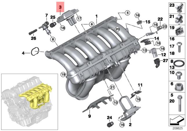 Genuine BMW Air Intake Manifold Flap Adjuster Unit DISA Valve OEM ...