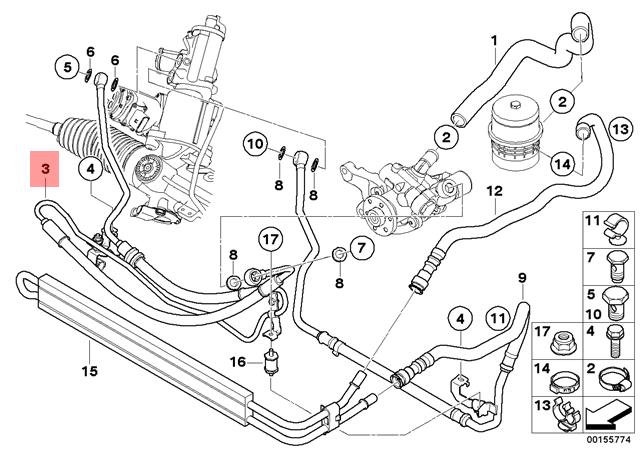 Genuine BMW E82 E88 E90 E90N Active Steering Expansion Hose OEM ...