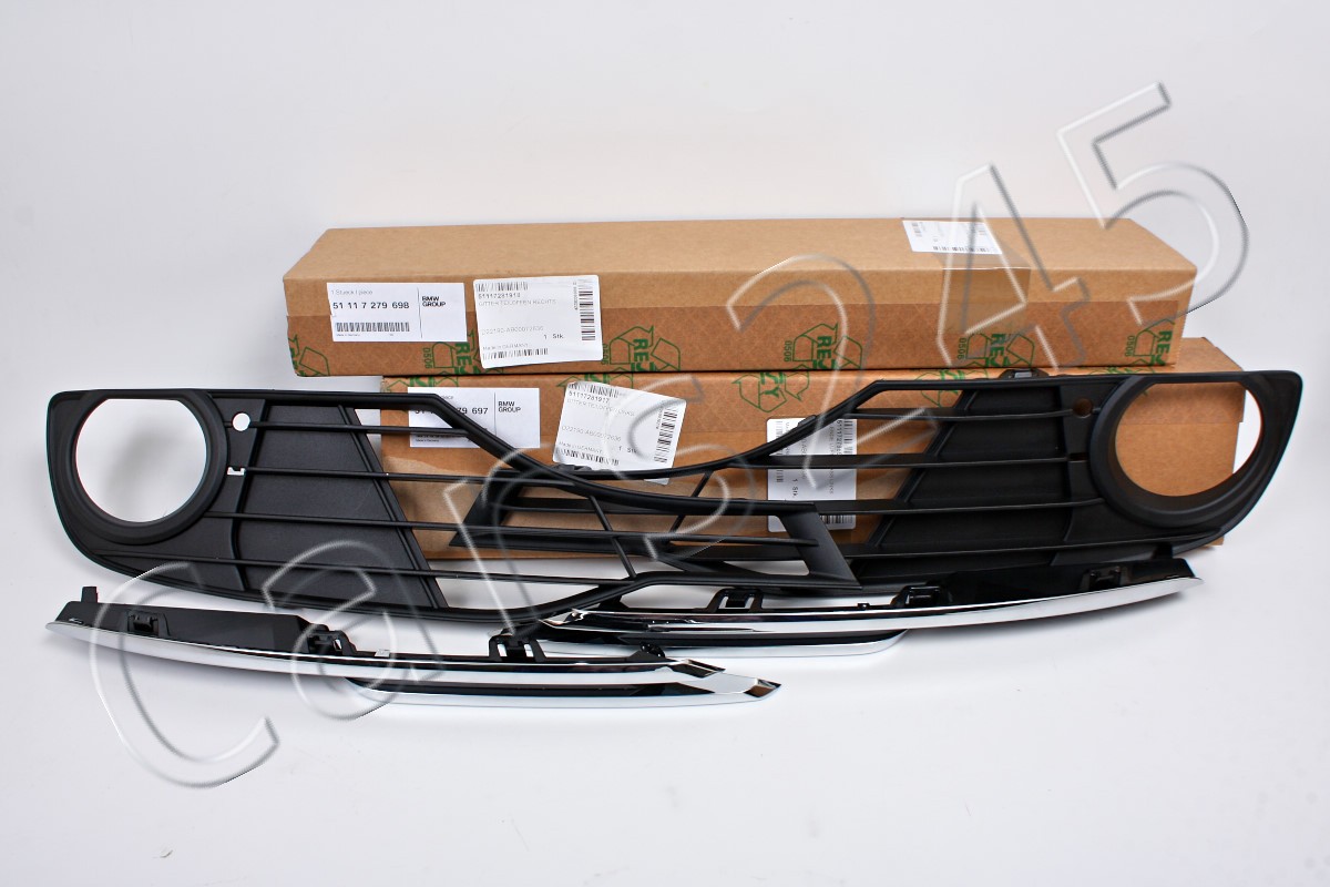 Original teilweise geöffnet Nebellicht Grill + chrom Leiste x4 BMW F30 ...