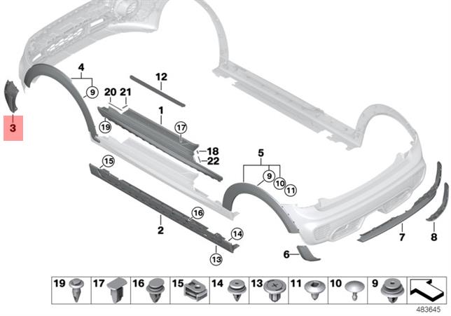 Genuine MINI F55 F56 F57 JCW FRONT BUMPER BLACK BAND SPOILER Right | eBay