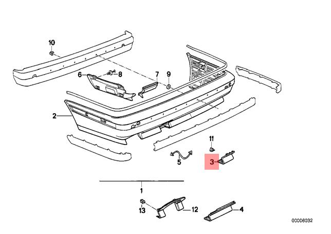 Genuine BMW E34 5-Series Rear Bumper Tow Hook Cover 525i 530i 535i 540i ...