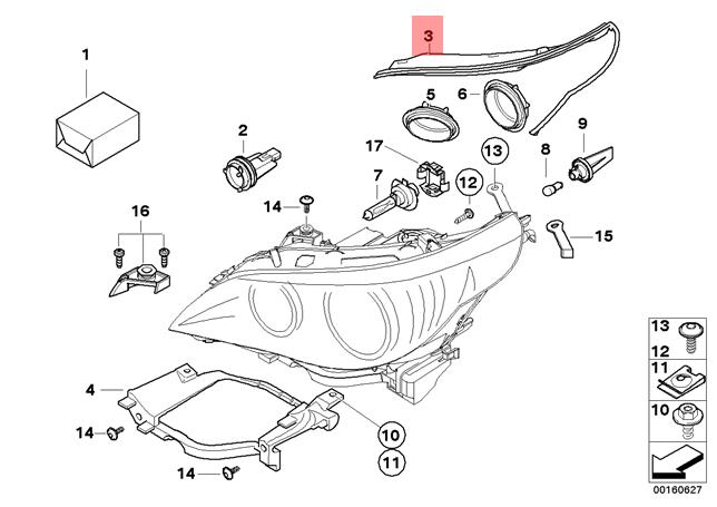 Genuine BMW E60 E60N E61 E61N Estate Gasket Headlight Right OEM ...