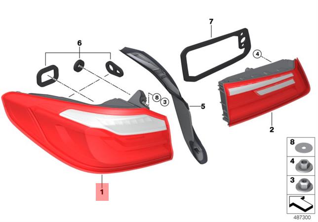 Genuine BMW G30 G38 Sedan Rear Light In The Side Panel Left OEM ...