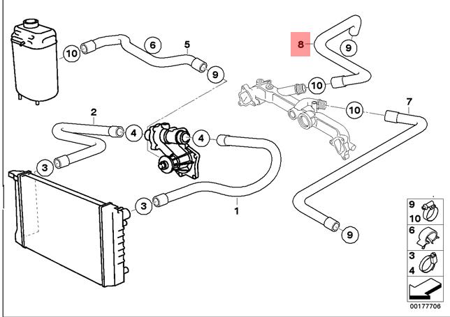 Genuine BMW E39 Sedan Wagon Radiator Engine Return Hose Line OEM ...